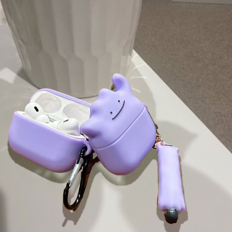 Cute Ditto Pokemon-inspired Purple Airpods Earphone Case With Hook ...