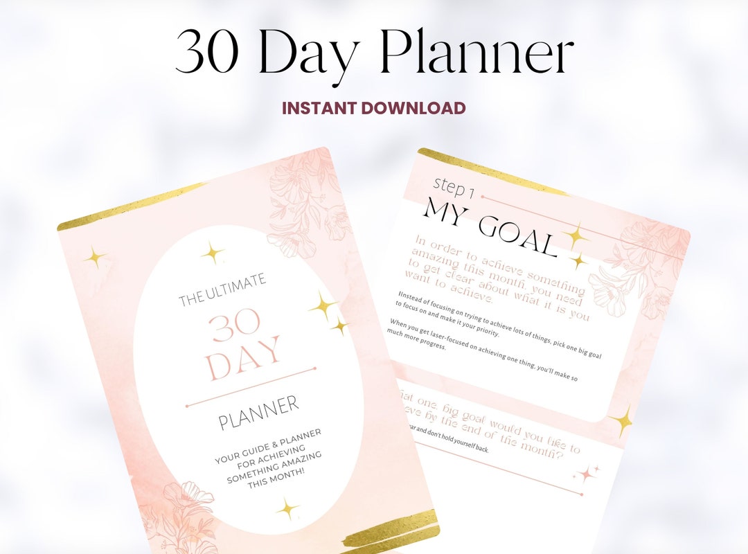 30 Day Planner INSTANT DOWNLOAD 4 Step Goal Action Plan - Etsy