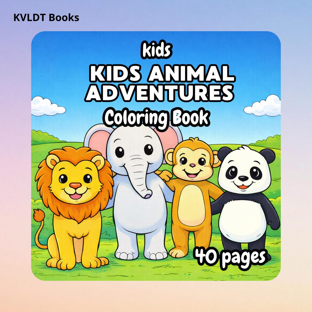 Kids Animal Adventures Digital Coloring Book - Etsy