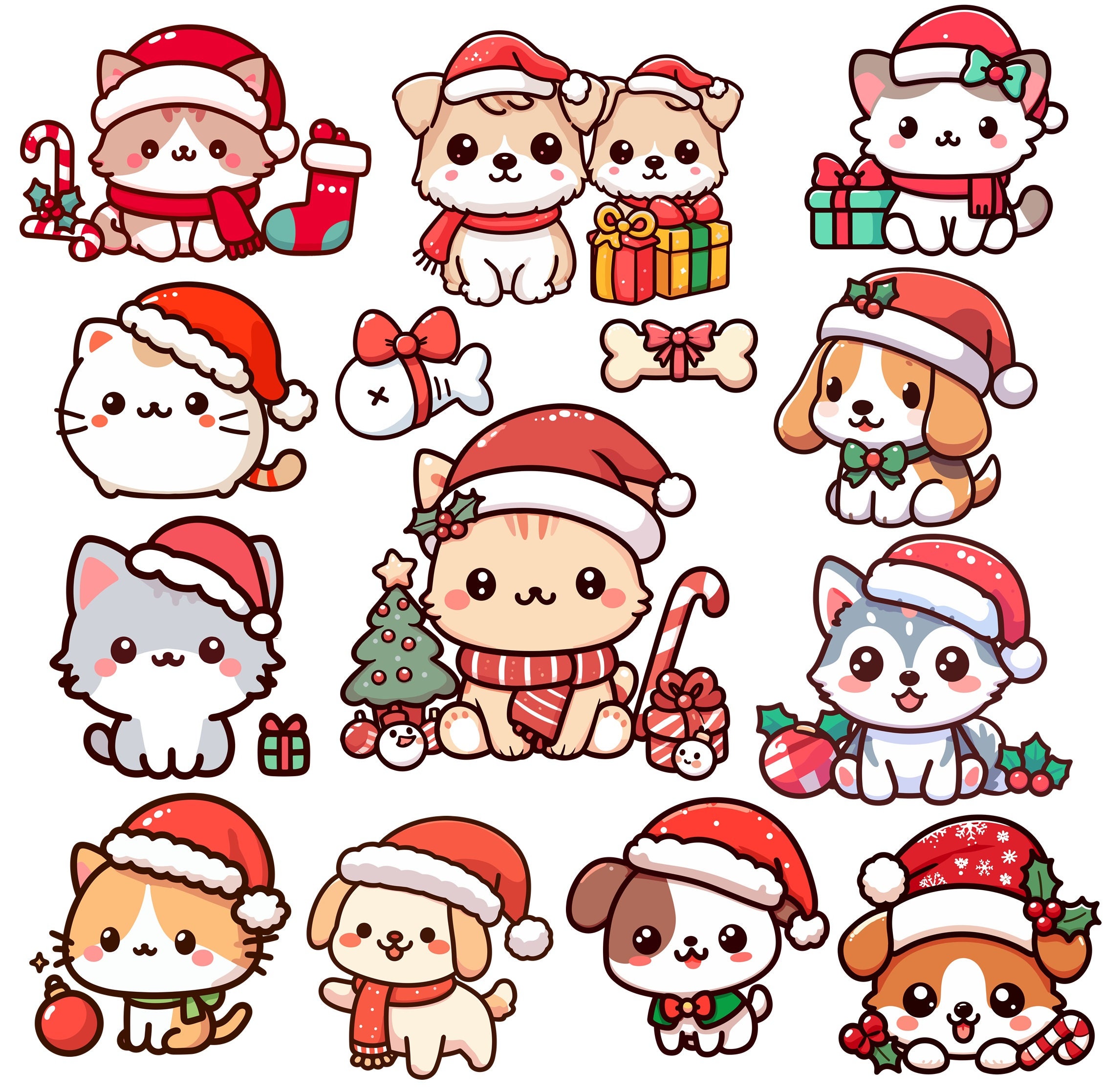 Kawaii Cute Dogs & Cats PNG Bundle - Etsy