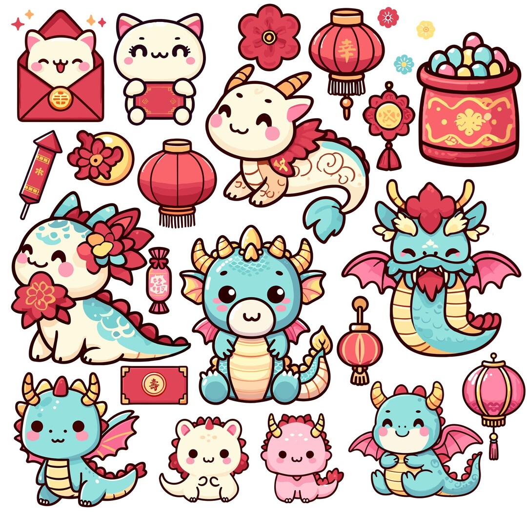 Kawaii Cute Chinese New Year PNG Bundle - Etsy