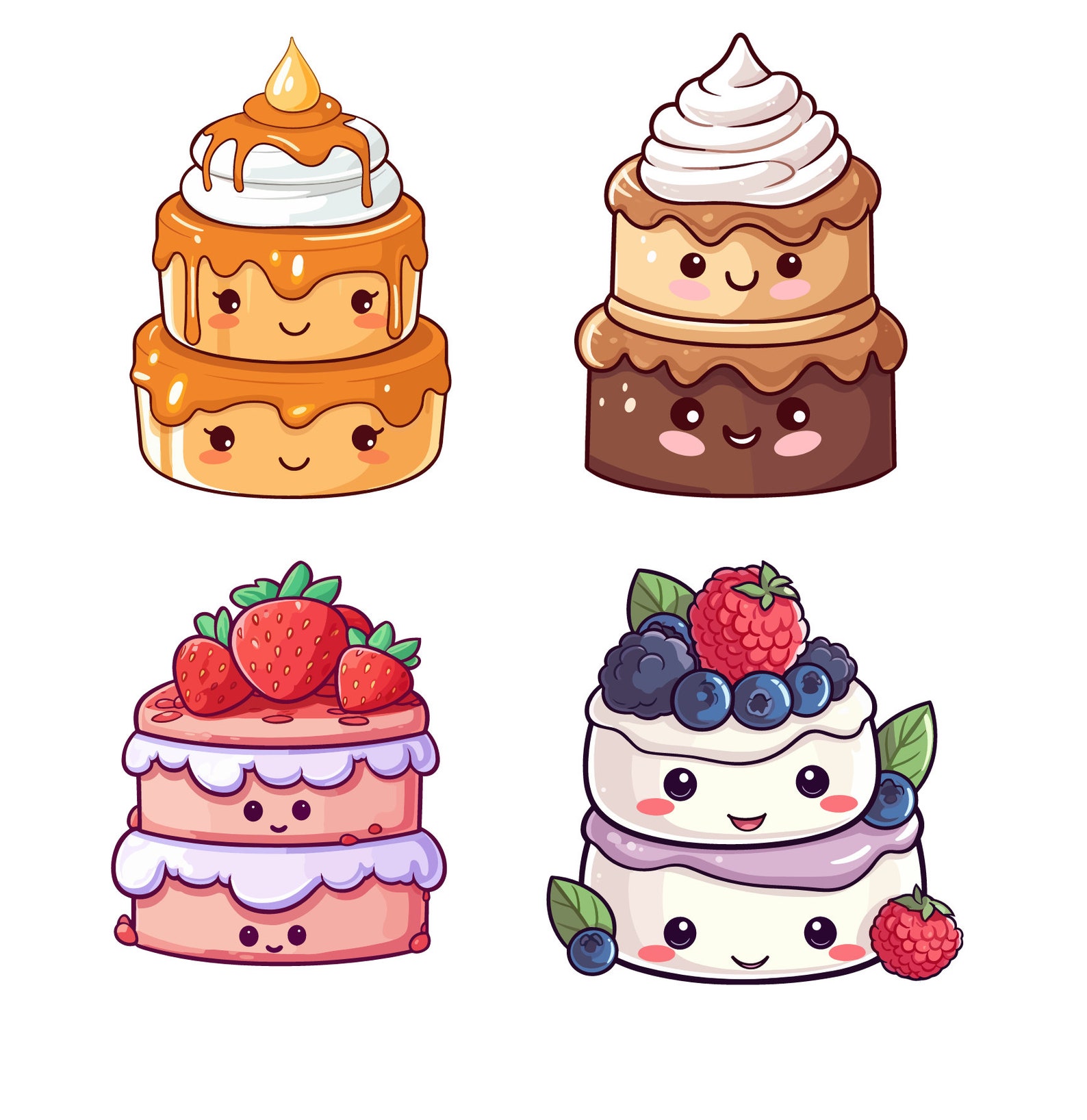 Kawaii Cute XL Cake PNG Bundle - Etsy