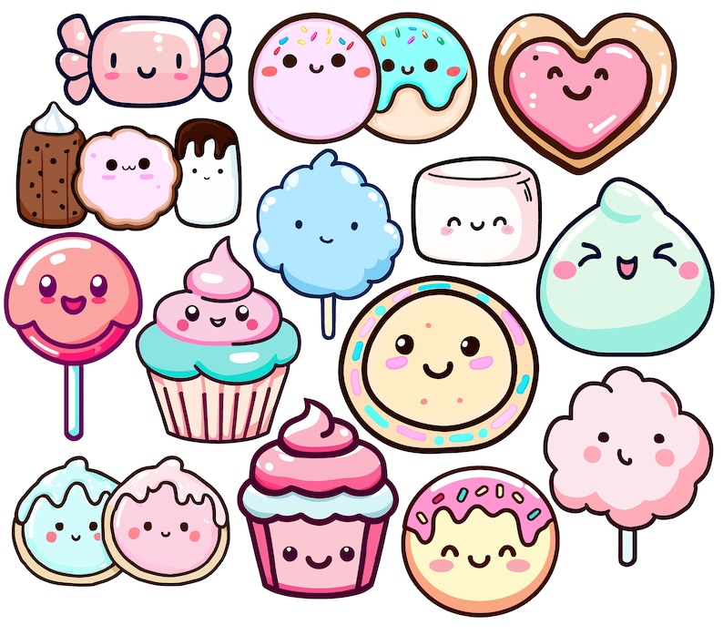 Kawaii Cute Sweets PNG Bundle - Etsy