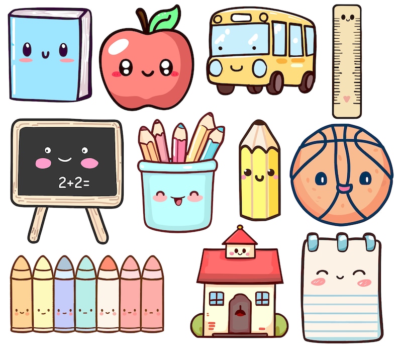 Kawaii Cute Back to School PNG Bundle - Etsy