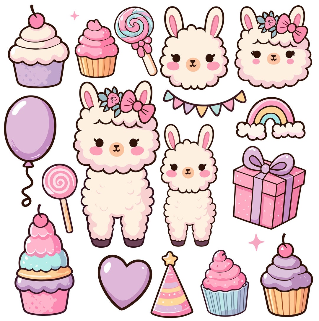 Kawaii Llama PNG Bundle - Etsy
