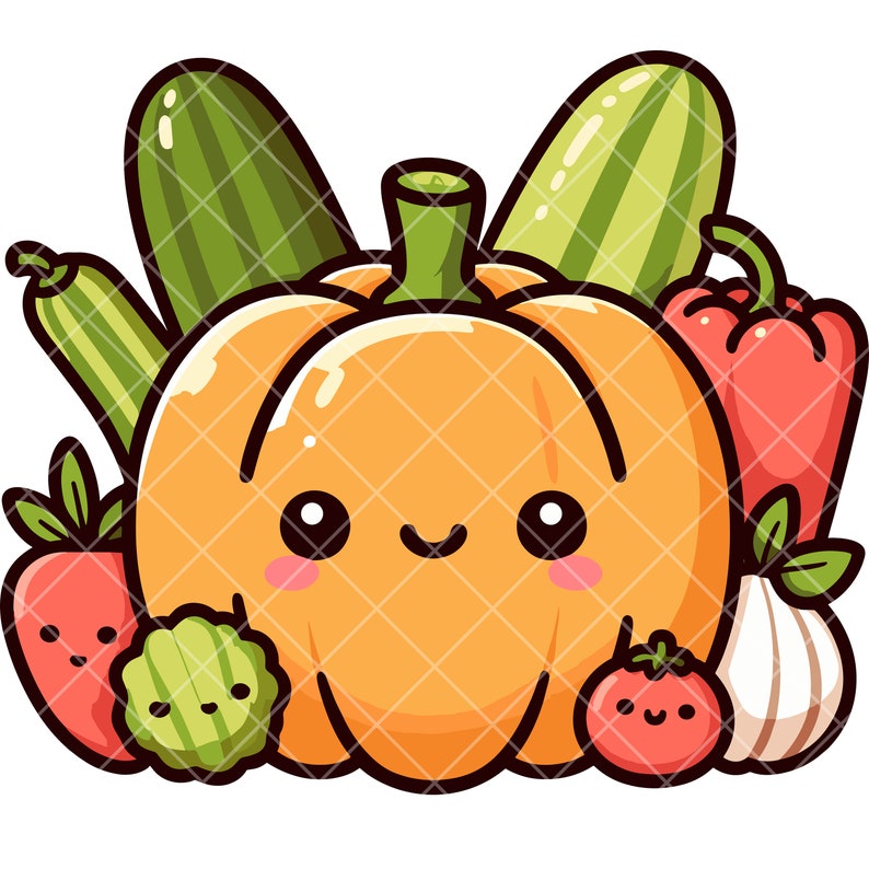 Kawaii Cute Vegetables and Greens PNG Bundle - Etsy