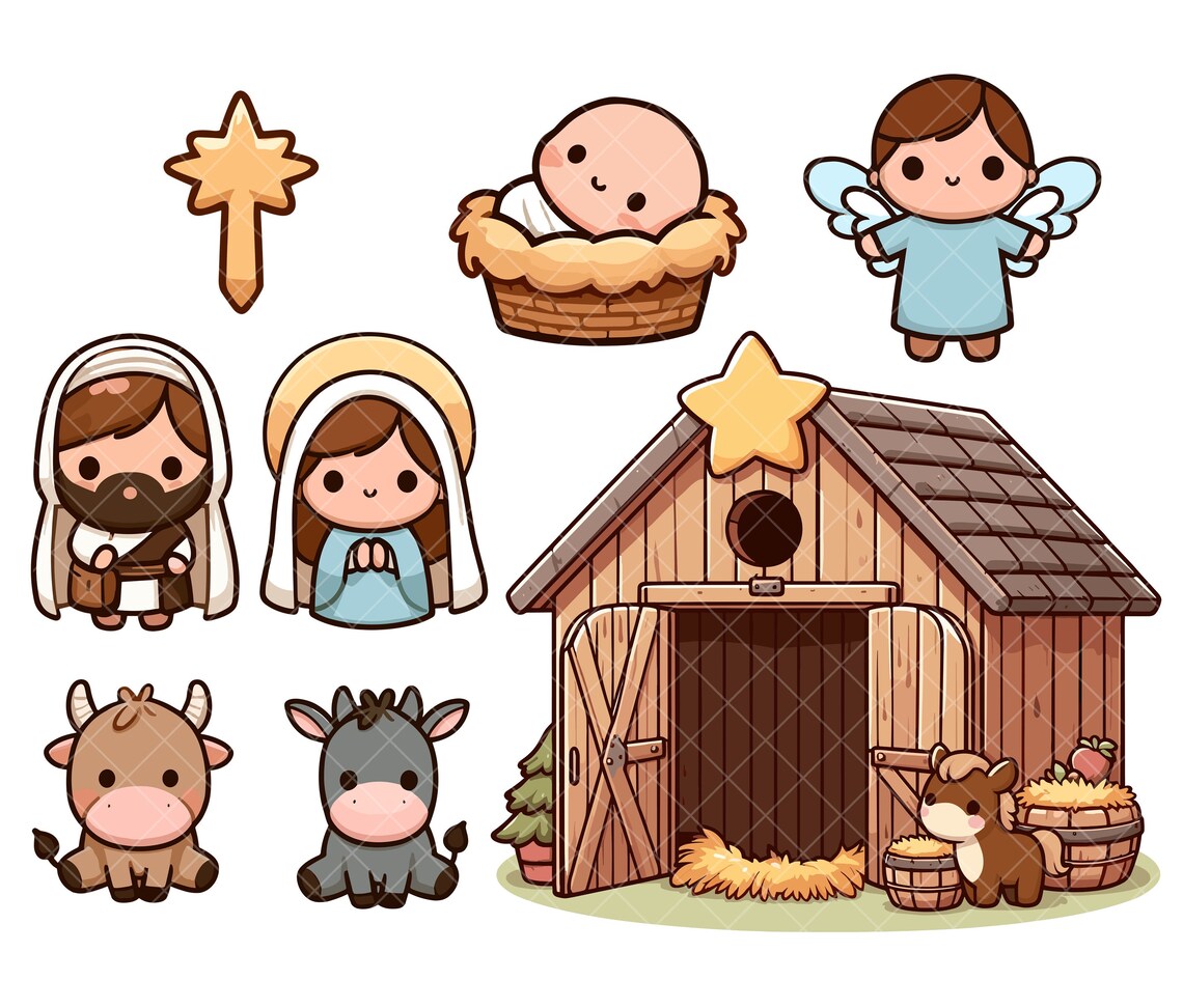 Kawaii Cute Nativity PNG Bundle - Etsy