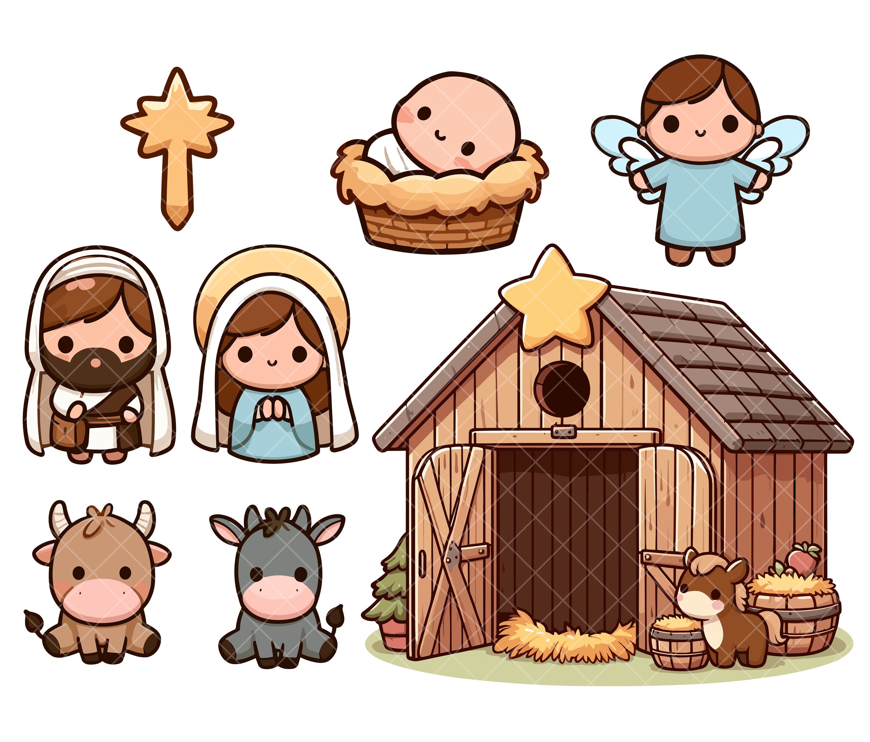 Kawaii Cute Nativity PNG Bundle - Etsy