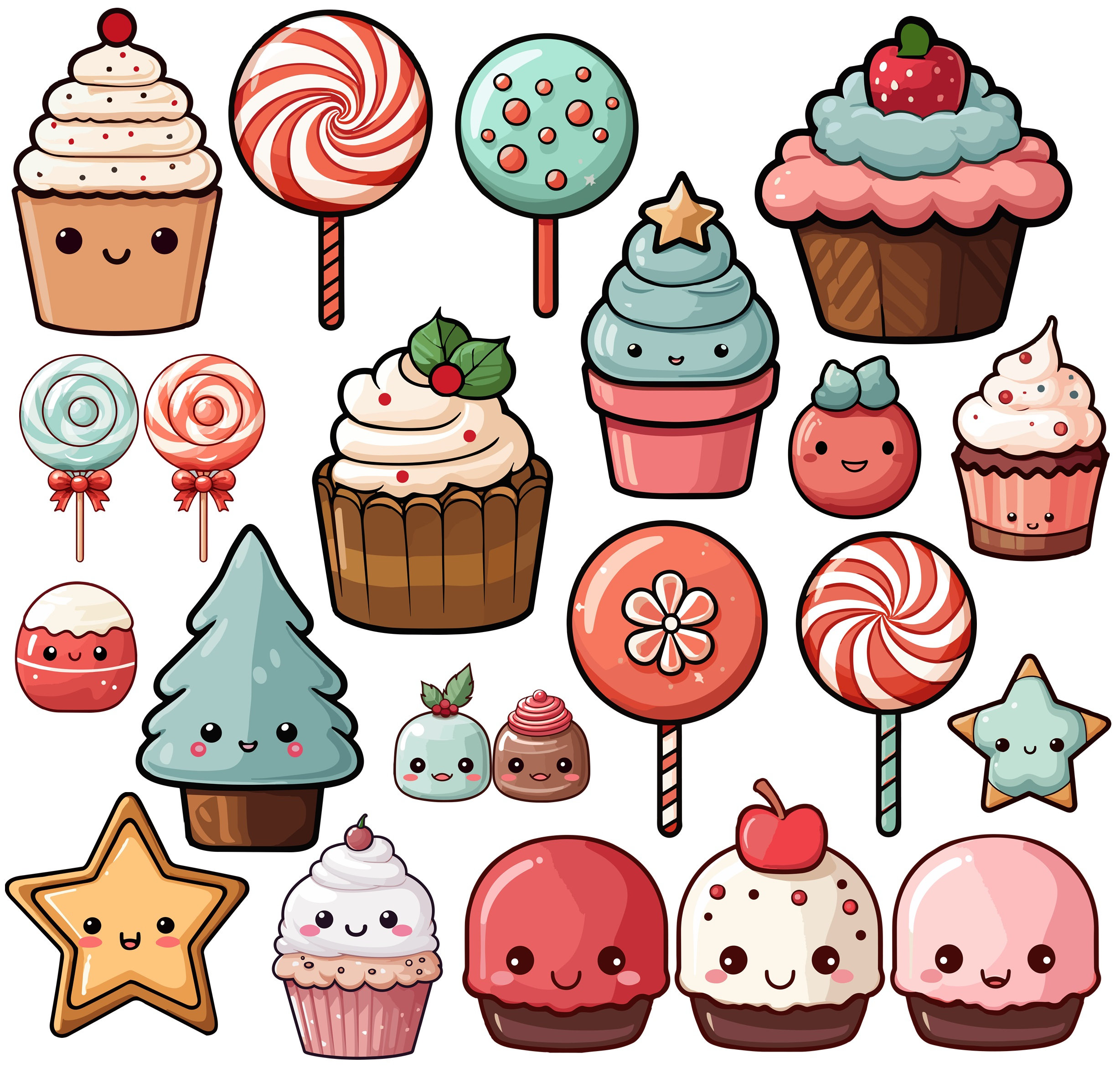 Kawaii Cute Christmas Sweets PNG Bundle - Etsy