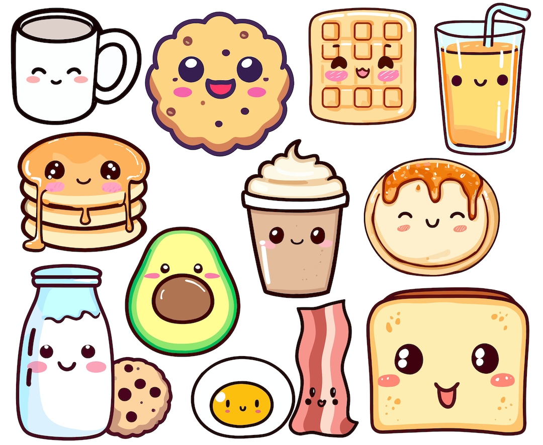 Kawaii Cute Breakfast PNG Bundle - Etsy Canada