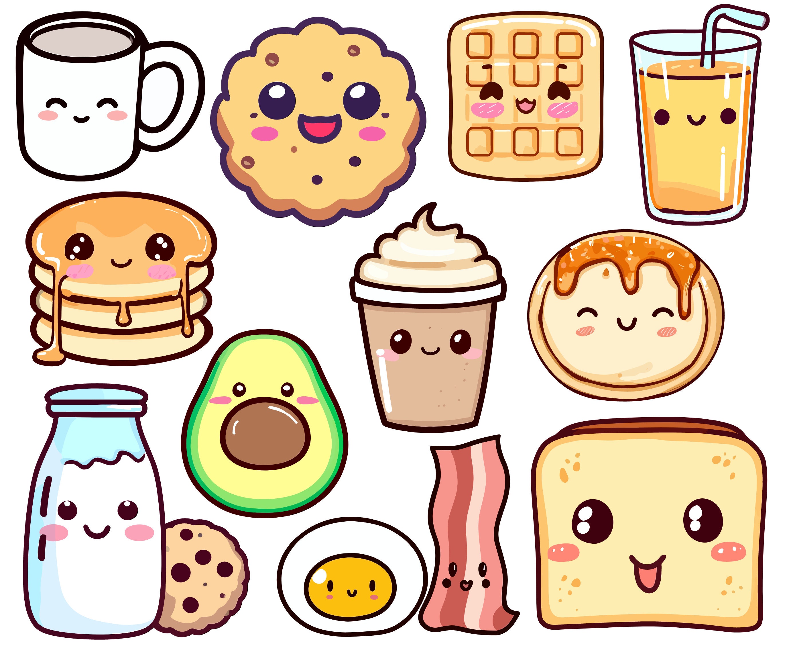 Kawaii Cute Breakfast PNG Bundle (Download Now) - Etsy