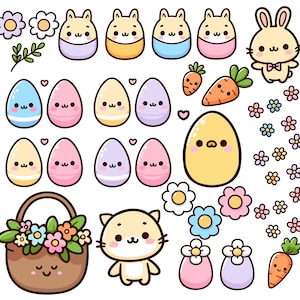Kawaii Super Cute Easter PNG Bundle - Etsy