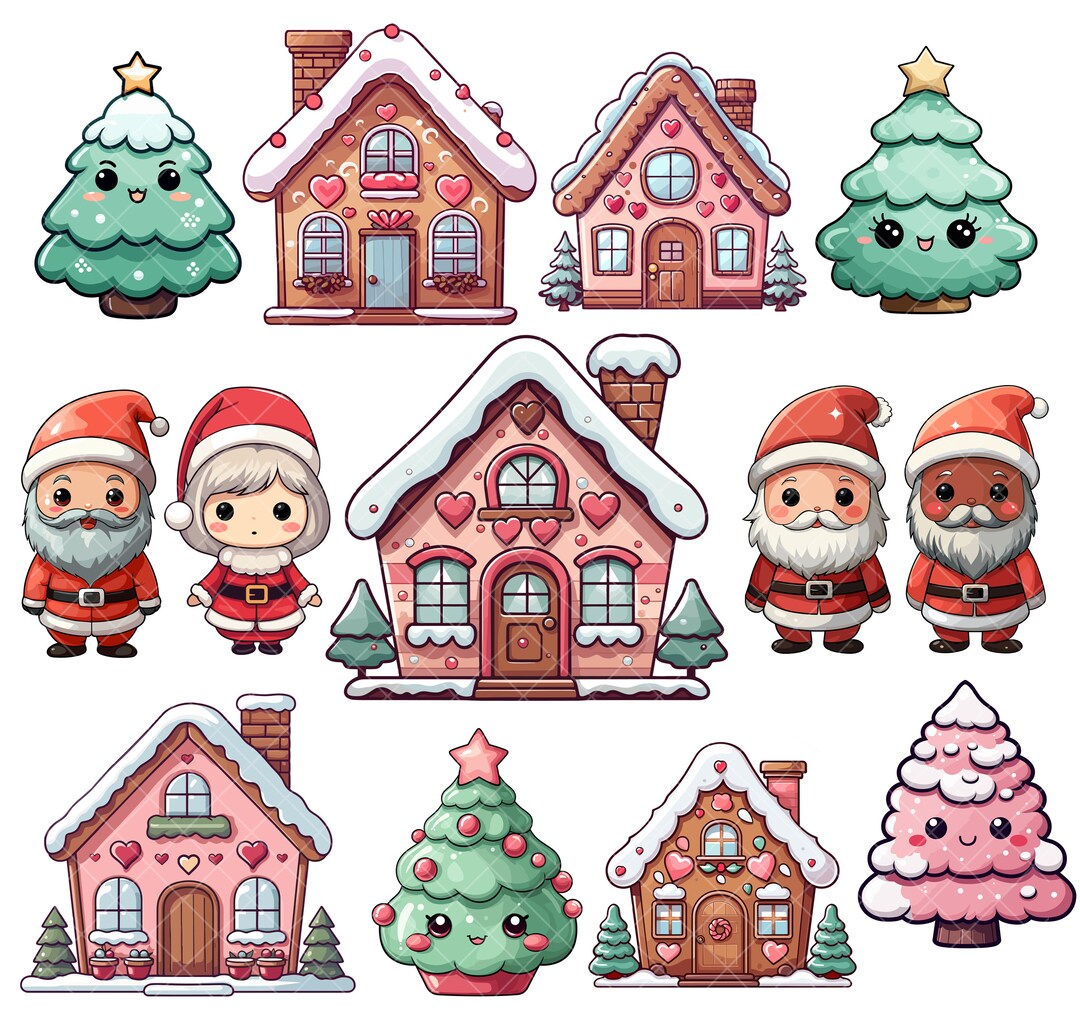 Kawaii Cute XL Christmas PNG Bundle - Etsy