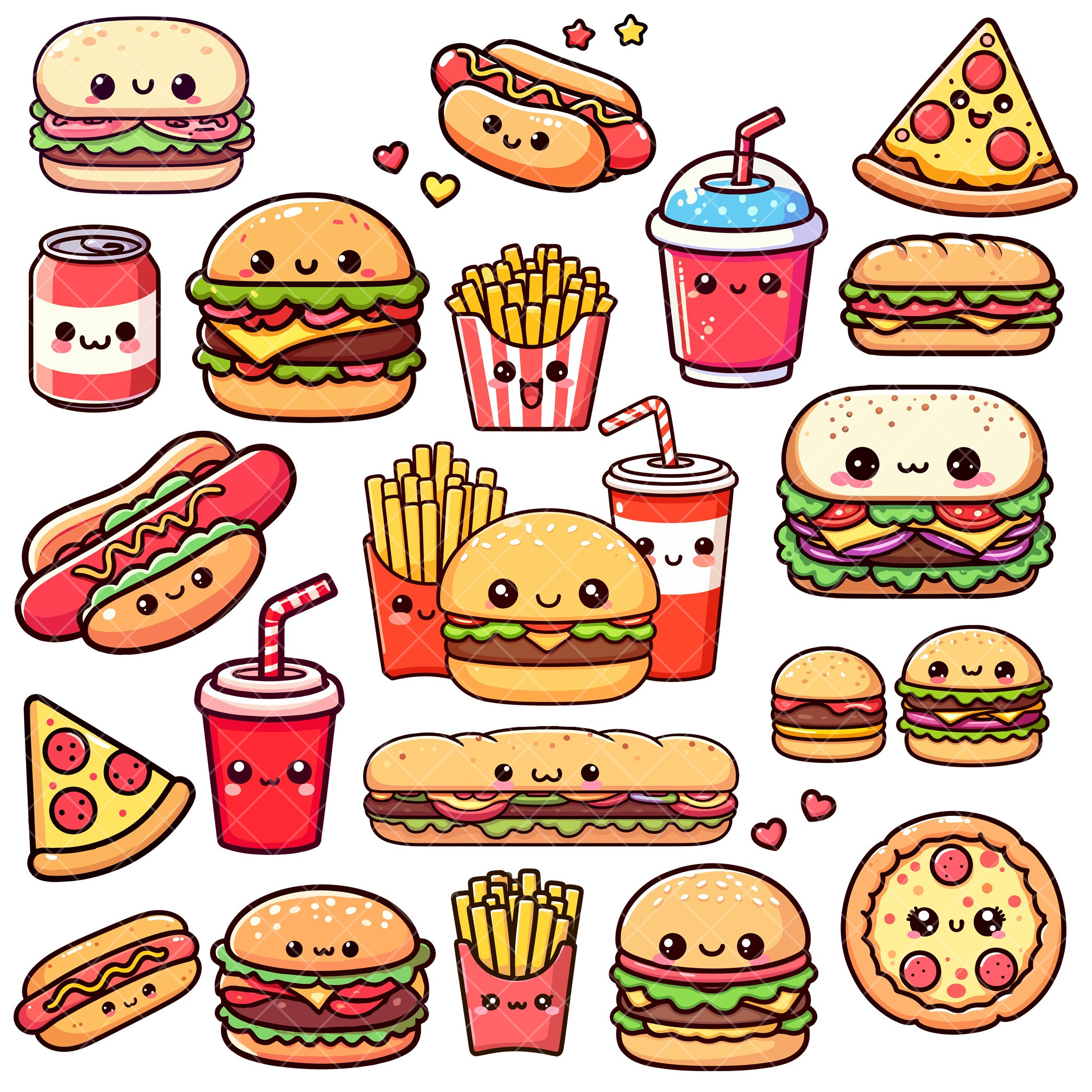 Kawaii Cute Junk Food PNG Bundle - Etsy