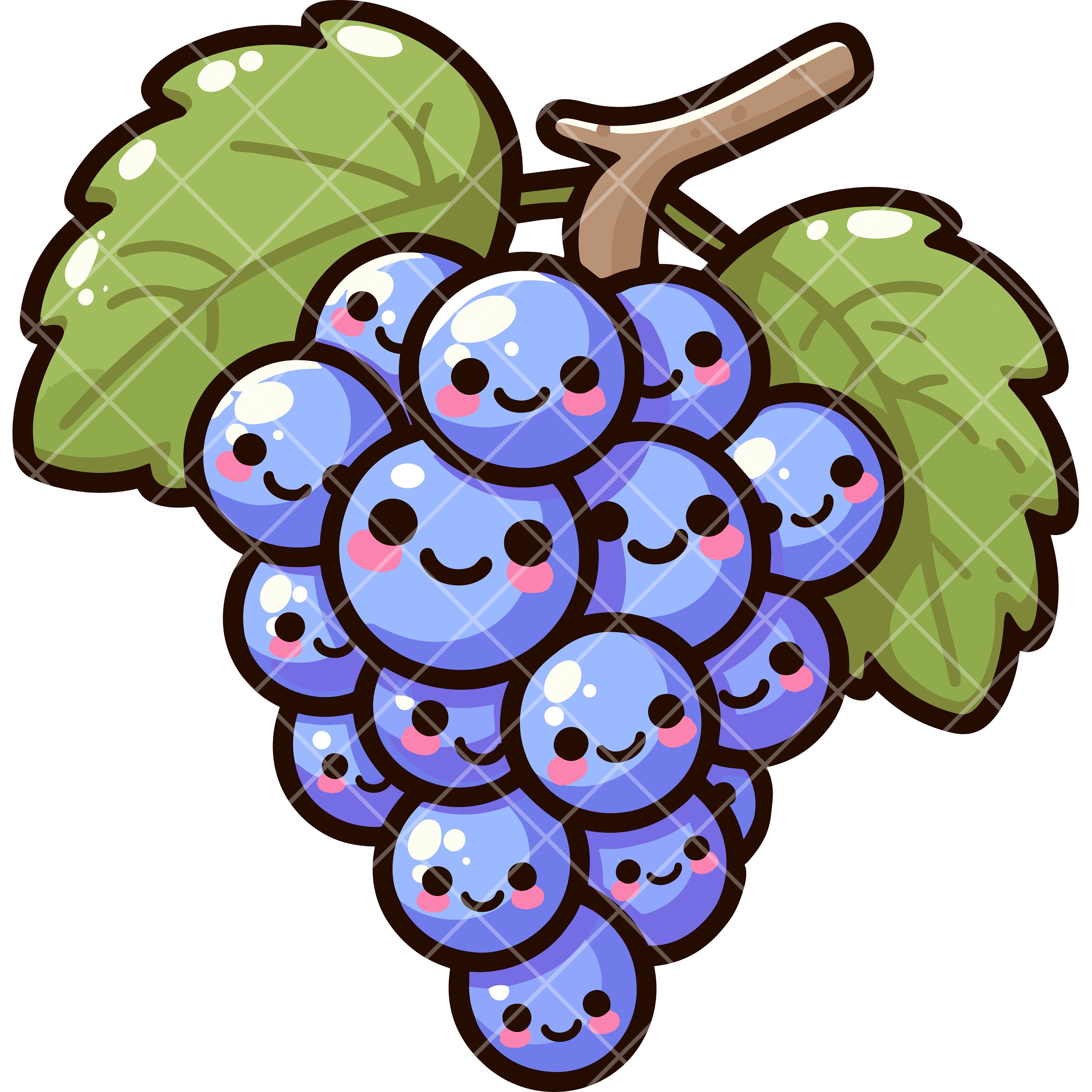 Pacote de PNG de frutas fofas Kawaii - Etsy Portugal