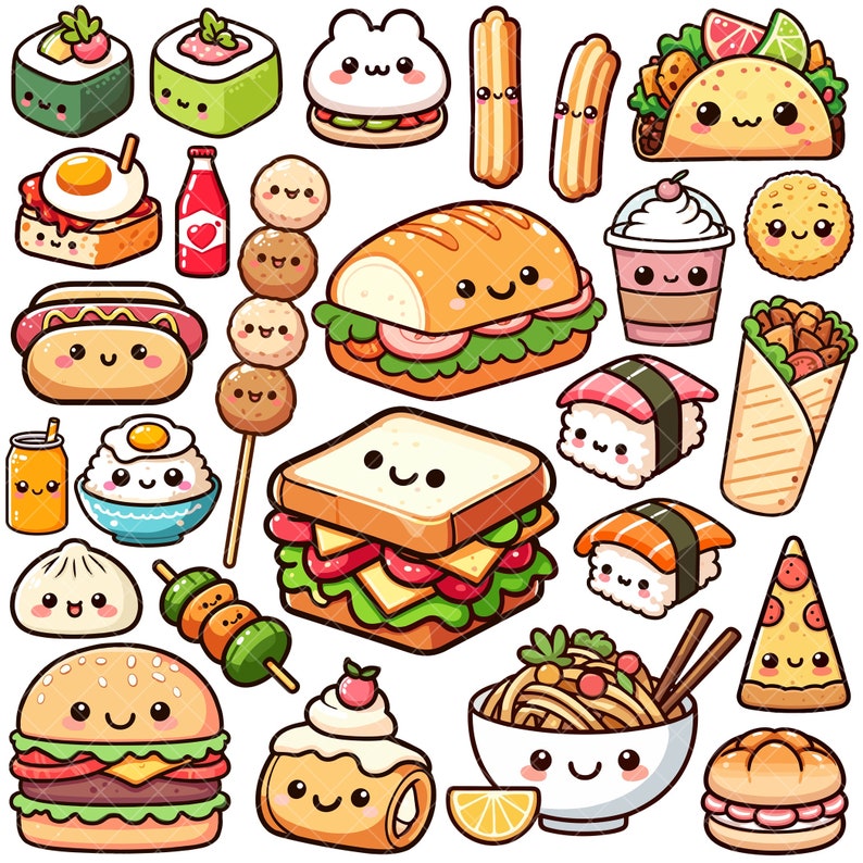 Kawaii Street Food PNG Bundle - Etsy
