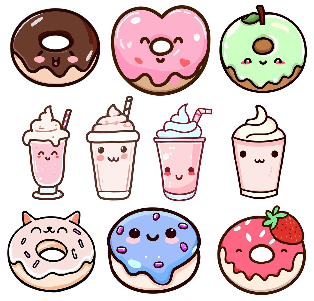 Kawaii Cute Donut PNG Bundle - Etsy