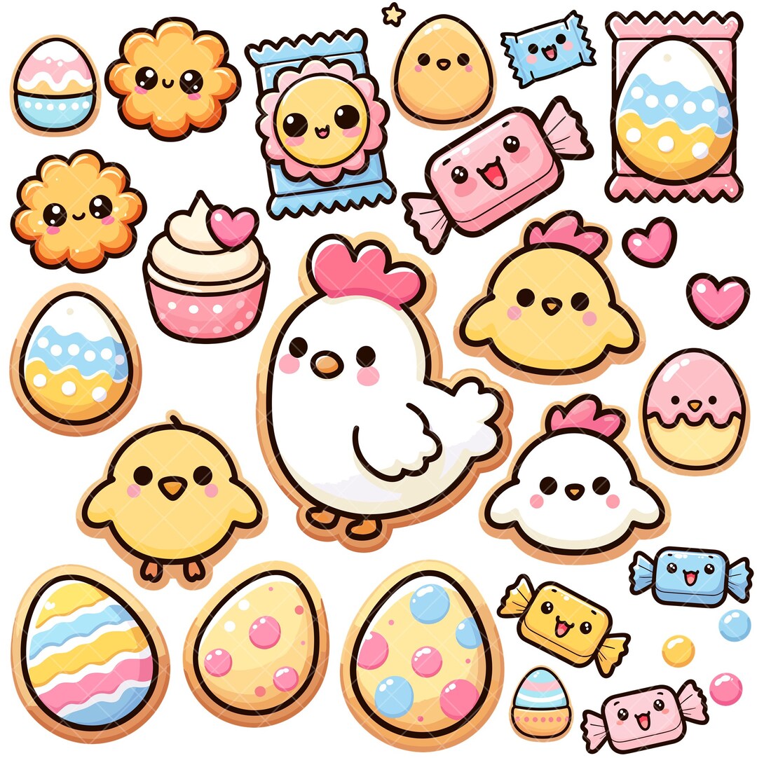 Kawaii Easter Candy and Cookies PNG Bundle - Etsy
