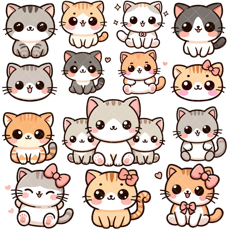 Black Kawaii Cat - Etsy
