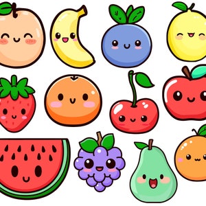 Kawaii Cute Fruit PNG Bundle - Etsy