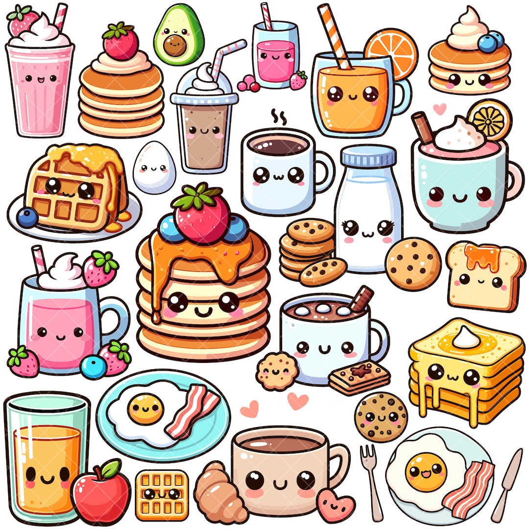 Kawaii Breakfast PNG Bundle - Etsy UK