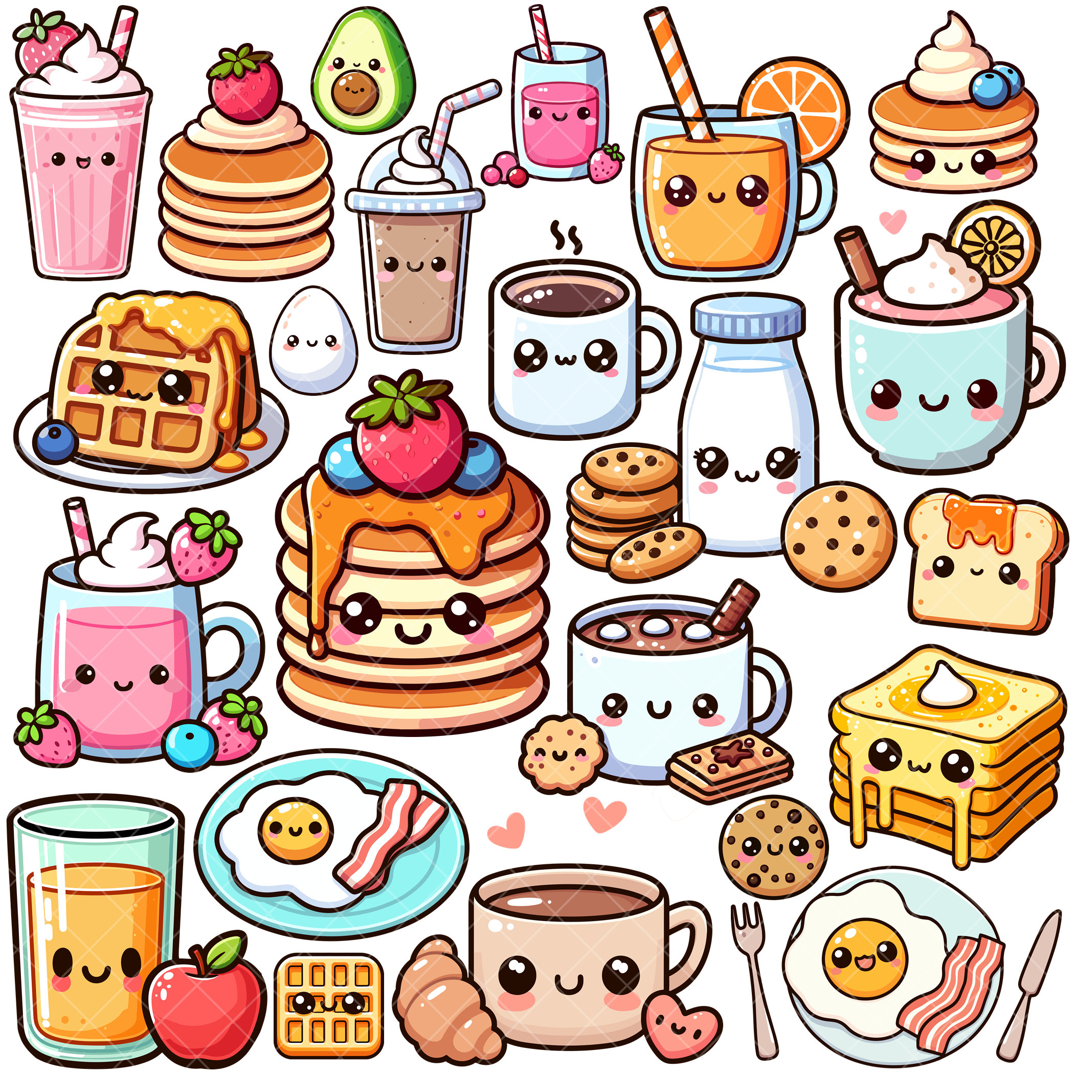 Kawaii Breakfast PNG Bundle - Etsy