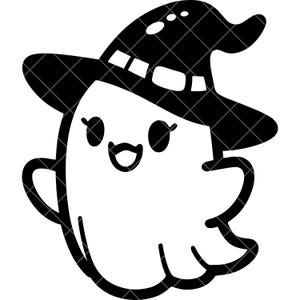 Kawaii BLACK & WHITE Ghosts PNG Bundle - Etsy