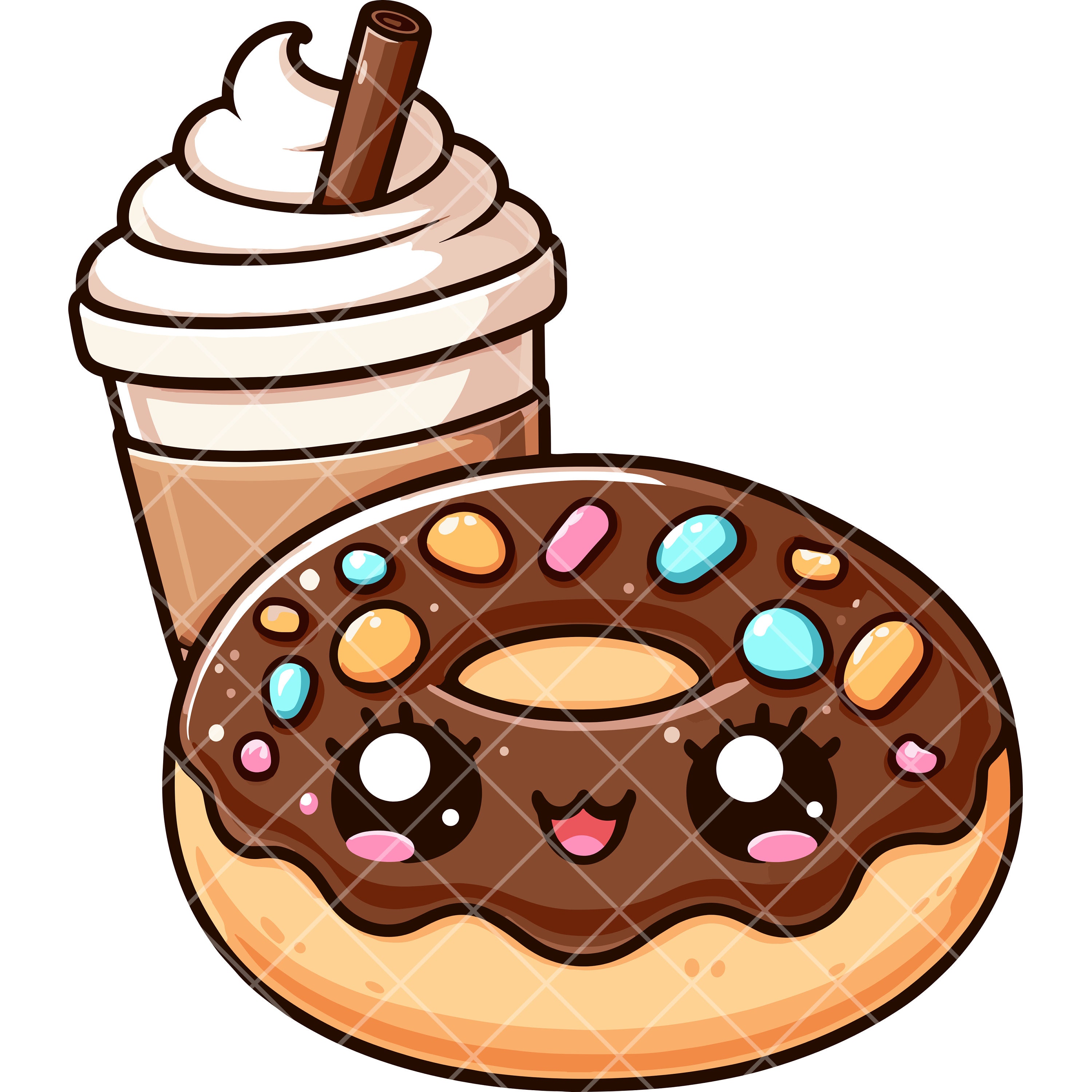 Kawaii Cute Donut PNG Bundle - Etsy