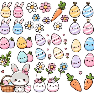 Kawaii Super Cute Easter PNG Bundle - Etsy