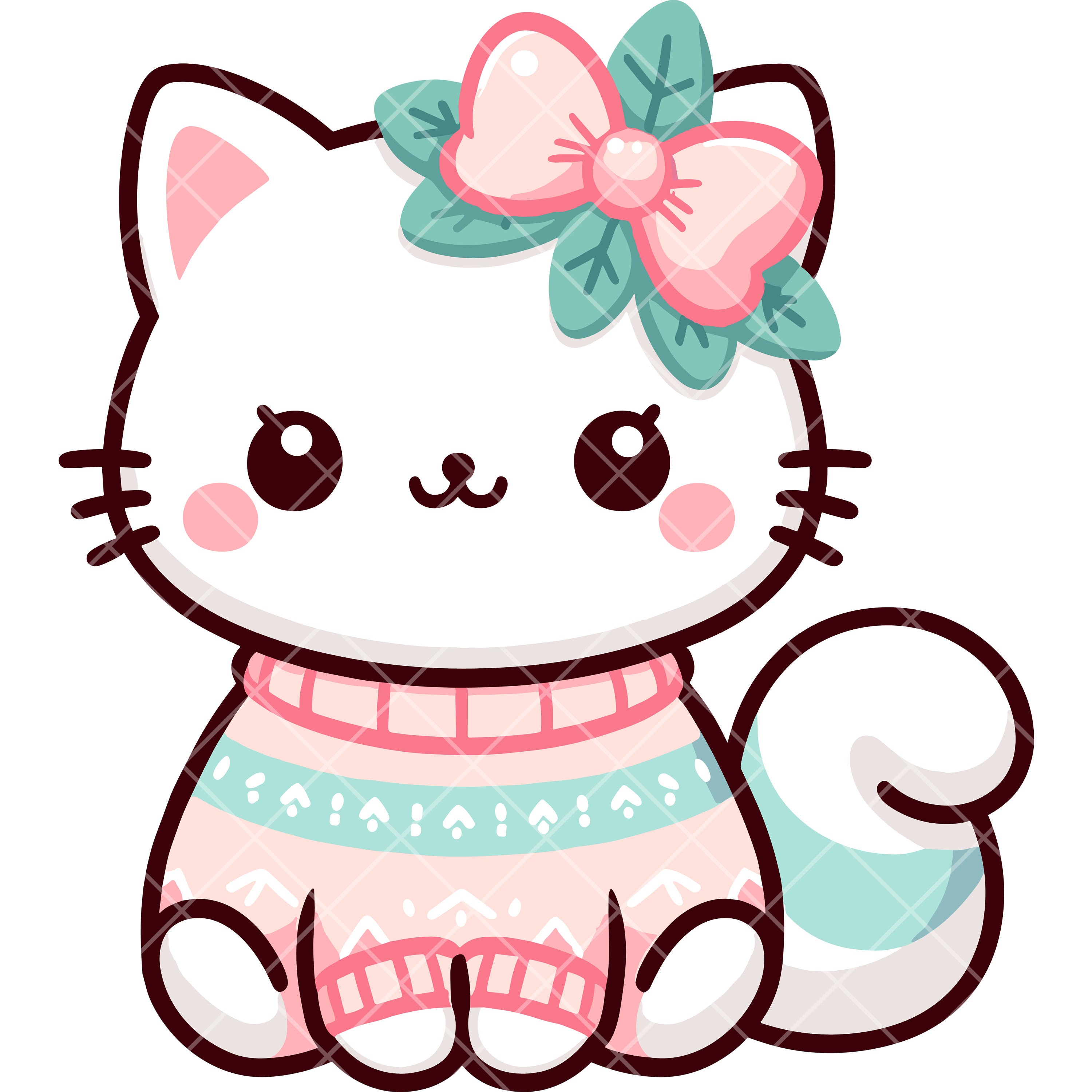 Kawaii Pink and Mint Christmas PNG Bundle - Etsy