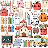 Back to School Clipart Bundle 37 Kawaii Children Illustrations Cute ...