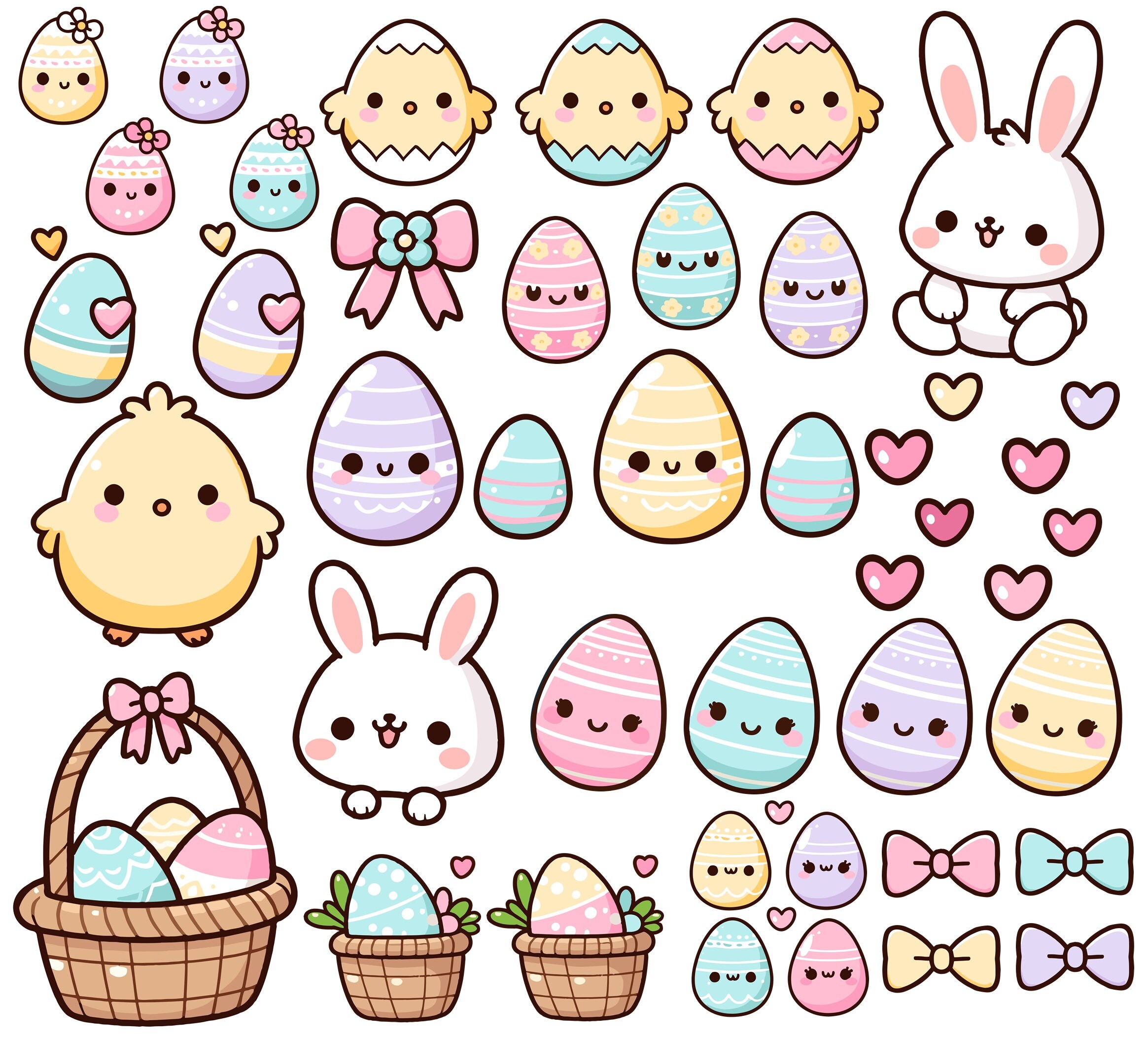 Kawaii Super Cute Easter PNG Bundle - Etsy