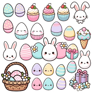 Kawaii Super Cute Easter PNG Bundle - Etsy