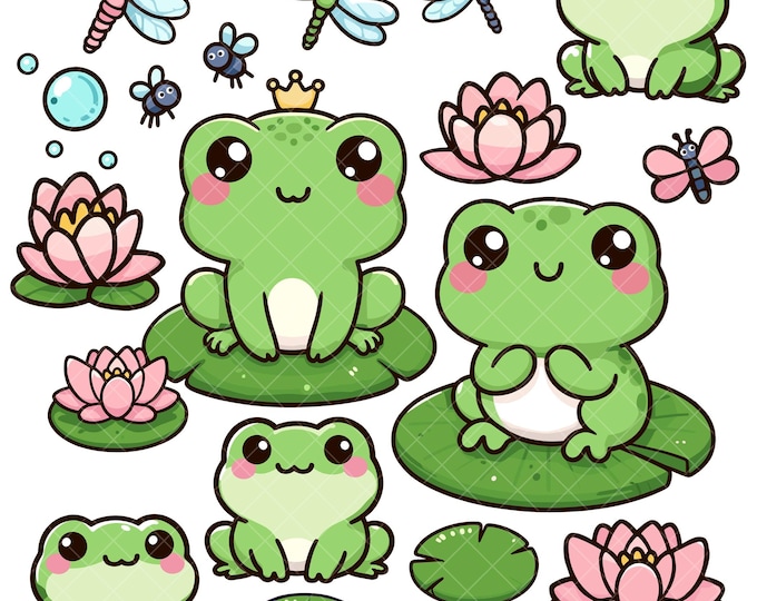 Kawaii Frogs PNG Bundle - Etsy
