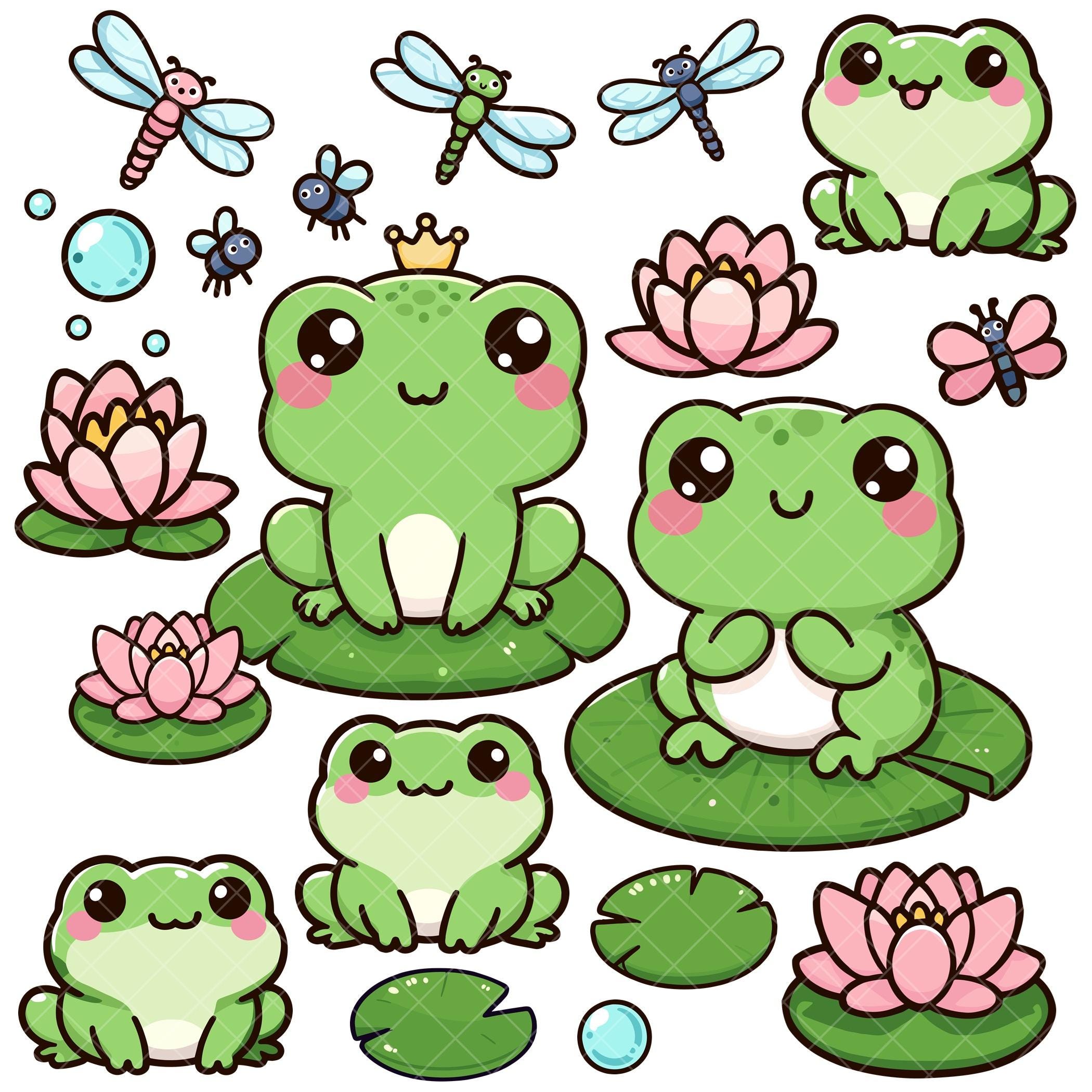 Kawaii Frogs PNG Bundle - Etsy