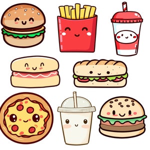 Kawaii Cute Junk Food PNG Bundle - Etsy