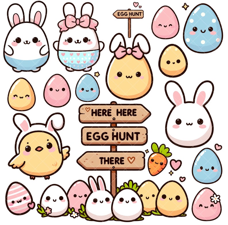 Kawaii Easter Egg Crazy Cupcake PNG Bundle - Etsy