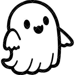 Kawaii BLACK & WHITE Ghosts PNG Bundle - Etsy