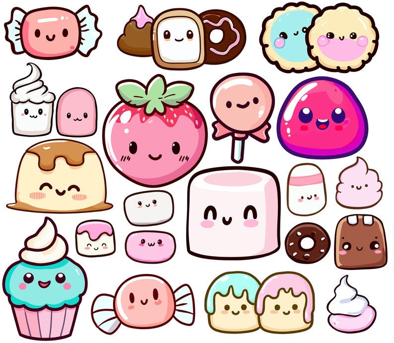 Kawaii Cute Sweets PNG Bundle - Etsy
