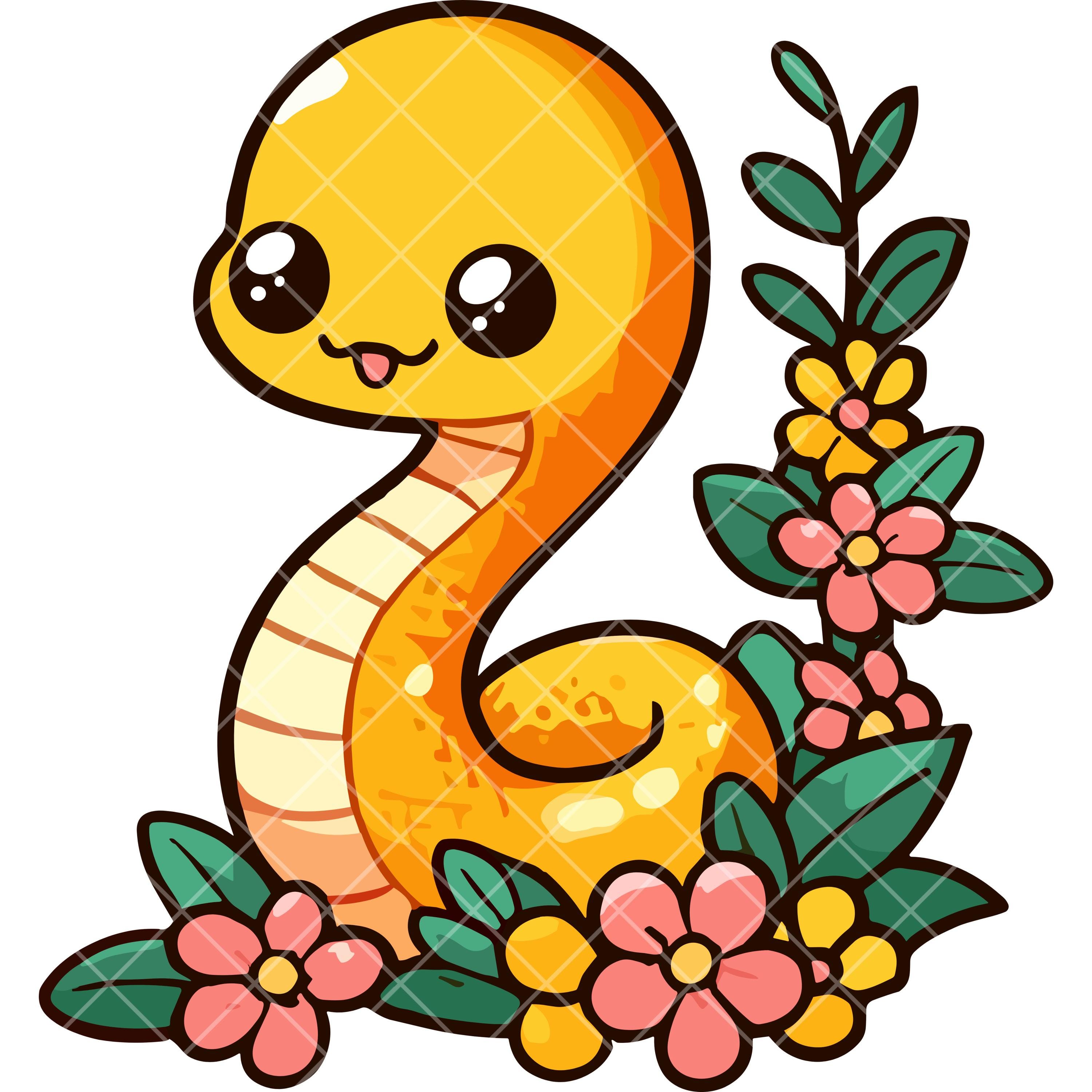 Kawaii Snake Year Gold PNG Bundle - Etsy