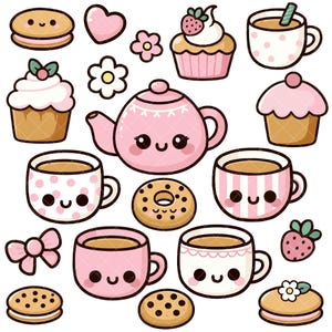 Kawaii Tea & Cookies PNG Bundle - Etsy