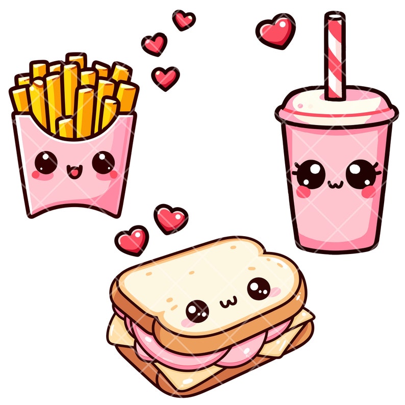 Kawaii Cute Junk Food PNG Bundle - Etsy