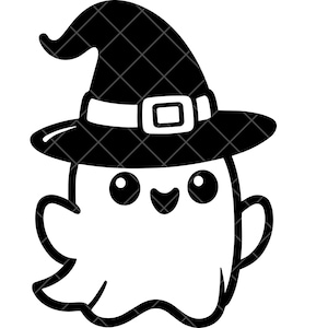 Kawaii BLACK & WHITE Ghosts PNG Bundle - Etsy