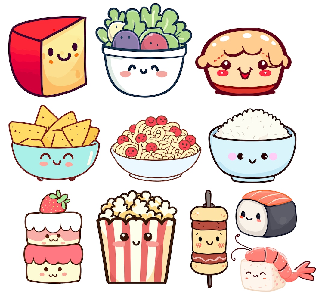 Paquete PNG de comida internacional linda Kawaii - Etsy España
