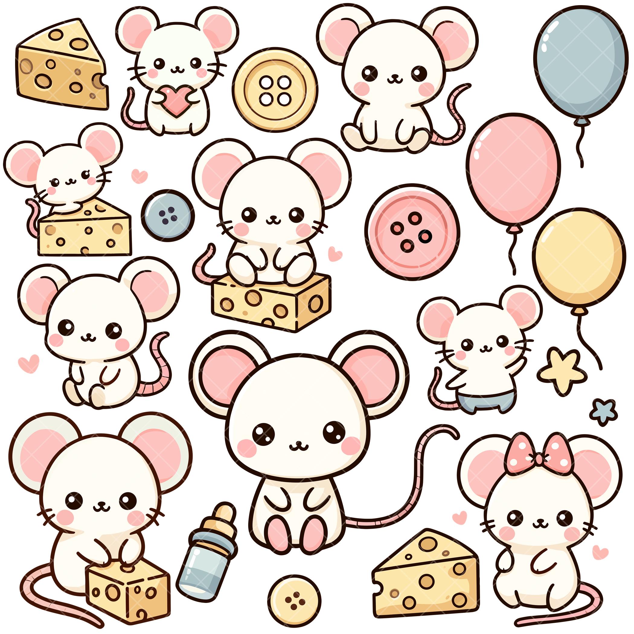 Kawaii Mouse PNG Bundle - Etsy Canada