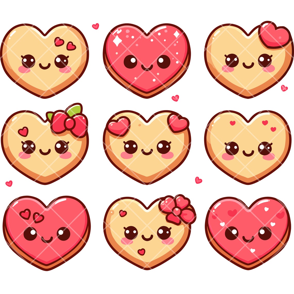 Kawaii Cute Valentine's Cookies PNG Bundle - Etsy