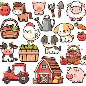 Kawaii Cute Farm PNG Bundle - Etsy