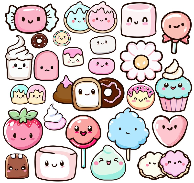 Kawaii Cute Sweets PNG Bundle - Etsy