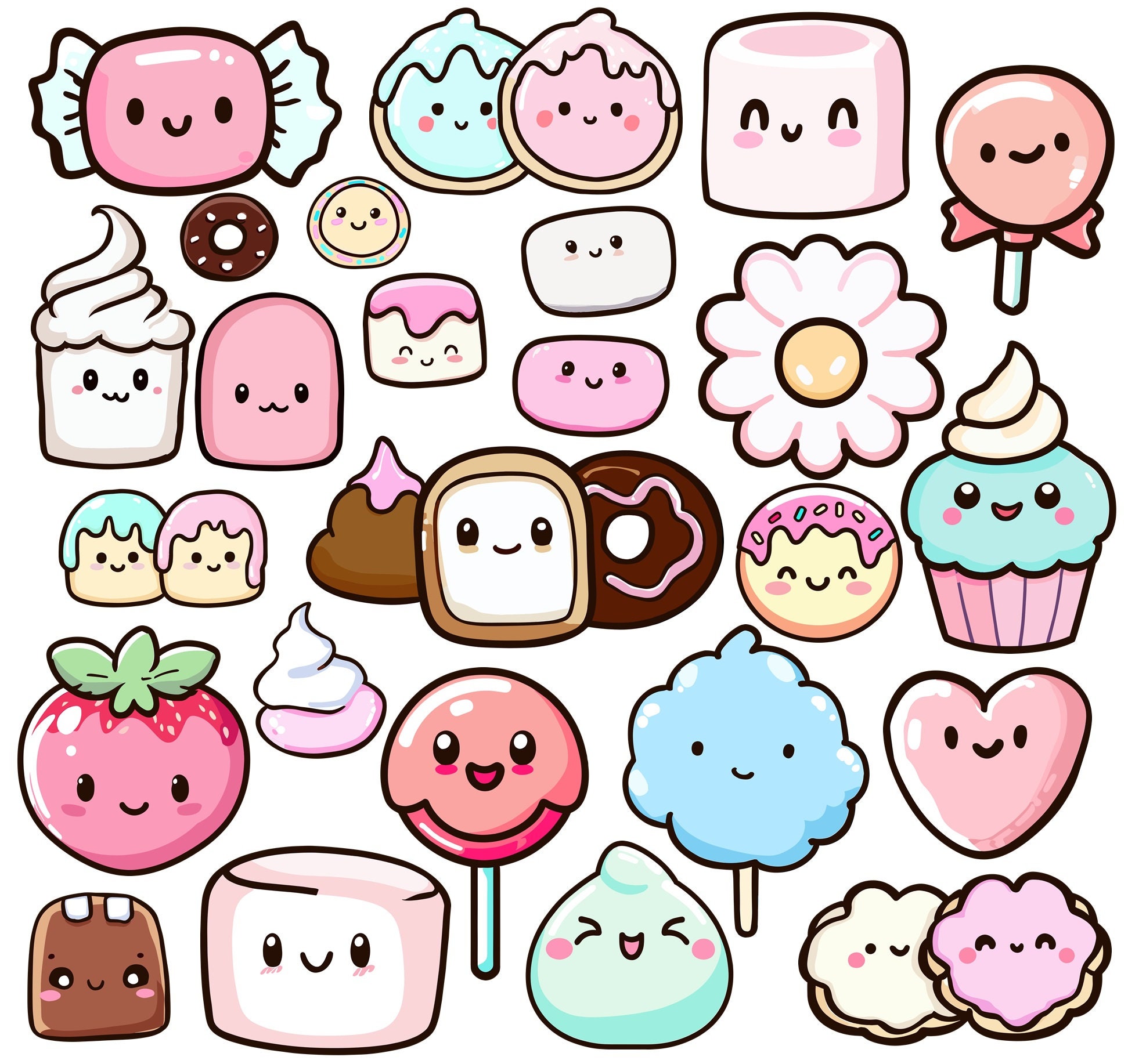 Kawaii Cute Sweets PNG Bundle - Etsy