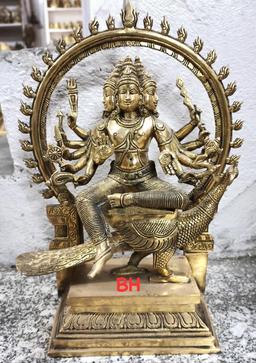 46CM Big Brass Lord Murugan Statue, Kandhan Idol, Kumaran, Saravanan ...